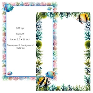 Under the Sea Borders Frames Clip Art Bundle 8 Digital Download Frame ...