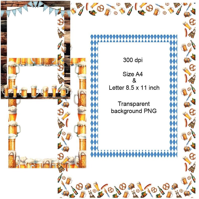Oktoberfest Borders German Beer Frames Clip Art Bundle 10 Digital ...