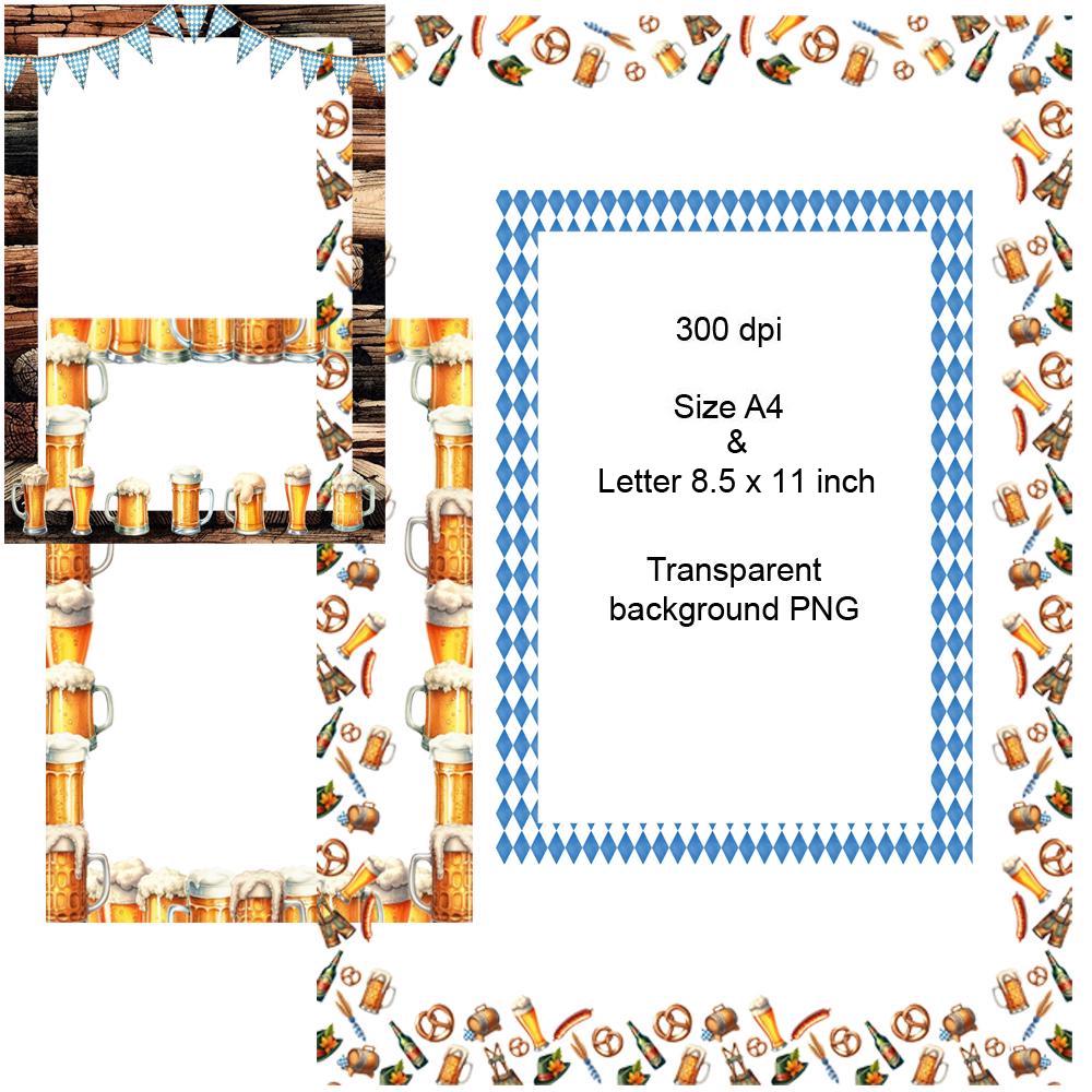 Oktoberfest Borders German Beer Frames Clip Art Bundle 10 Digital ...