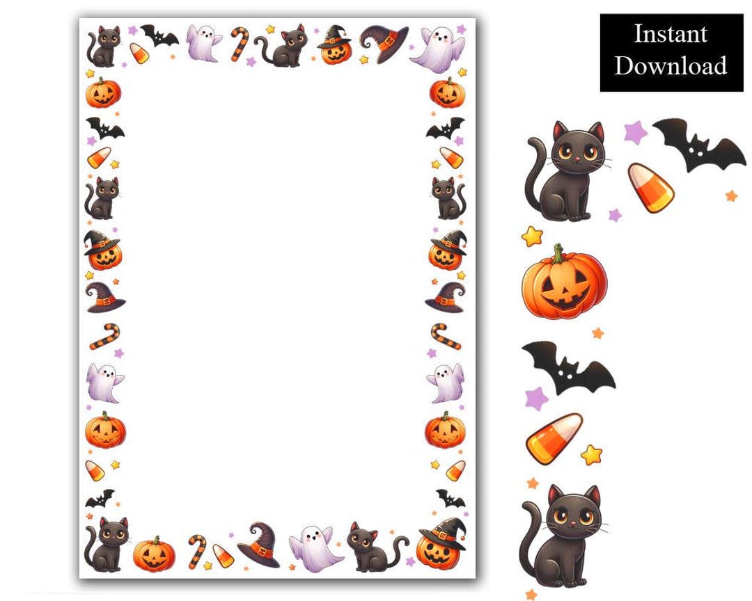 Kids Halloween Border Frame Clipart Digital Download A4 & 8.5x11 ...