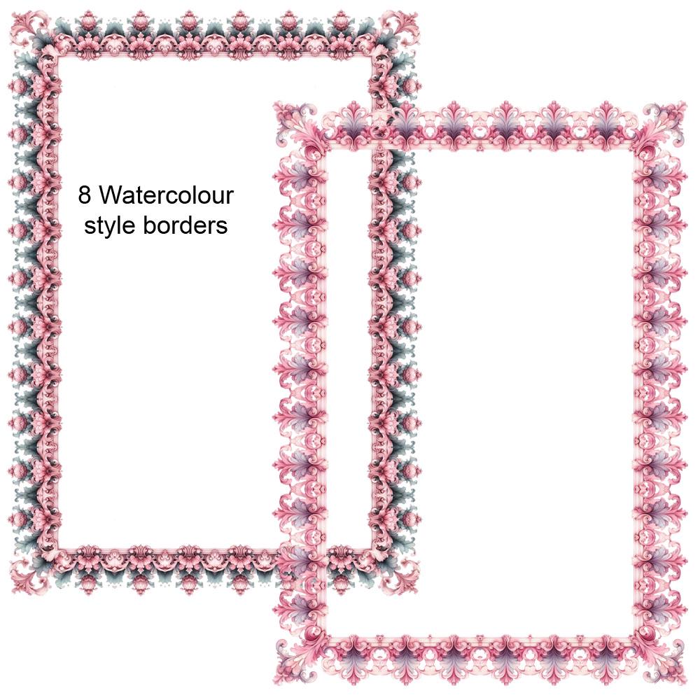 Pink Rococo Decorative Borders 8 Frames Ornate Style Clip Art Digital ...