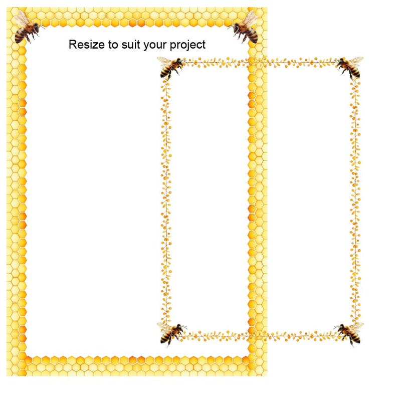 Bees Watercolour Borders Frames Honey Bee Clip Art 10 Digital Download ...