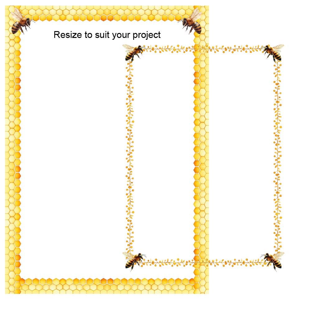 Bees Watercolour Borders Frames Honey Bee Clip Art 10 Digital Download ...