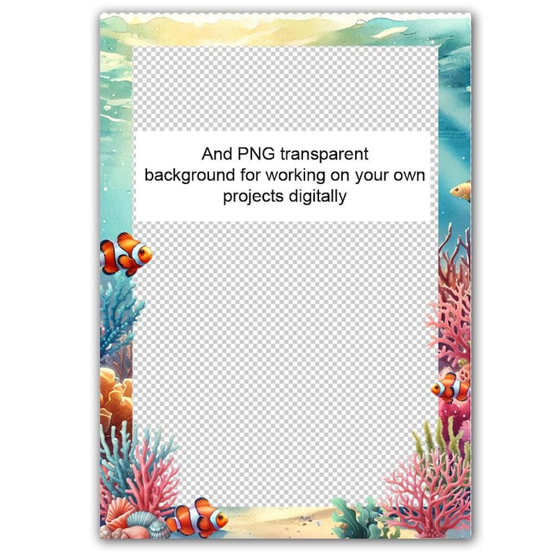 Under the Sea Border Frame Clip Art Digital Download Frame A4 & 8.5x11 ...
