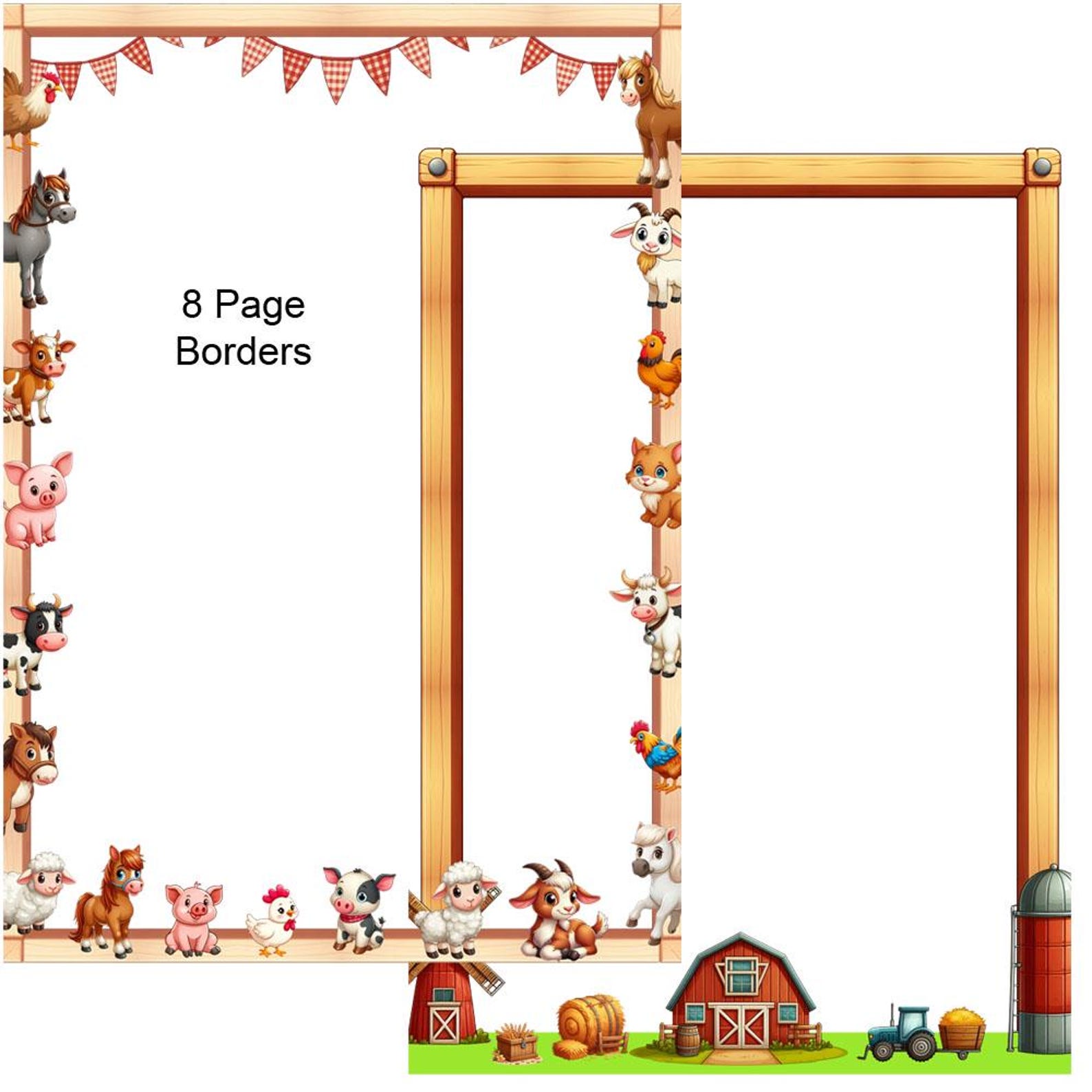 Farm Animal Borders Page Frames Clip Art Bundle 8 Digital Download A4 ...