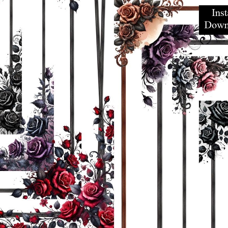 Gothic Border Clip Art - Etsy UK