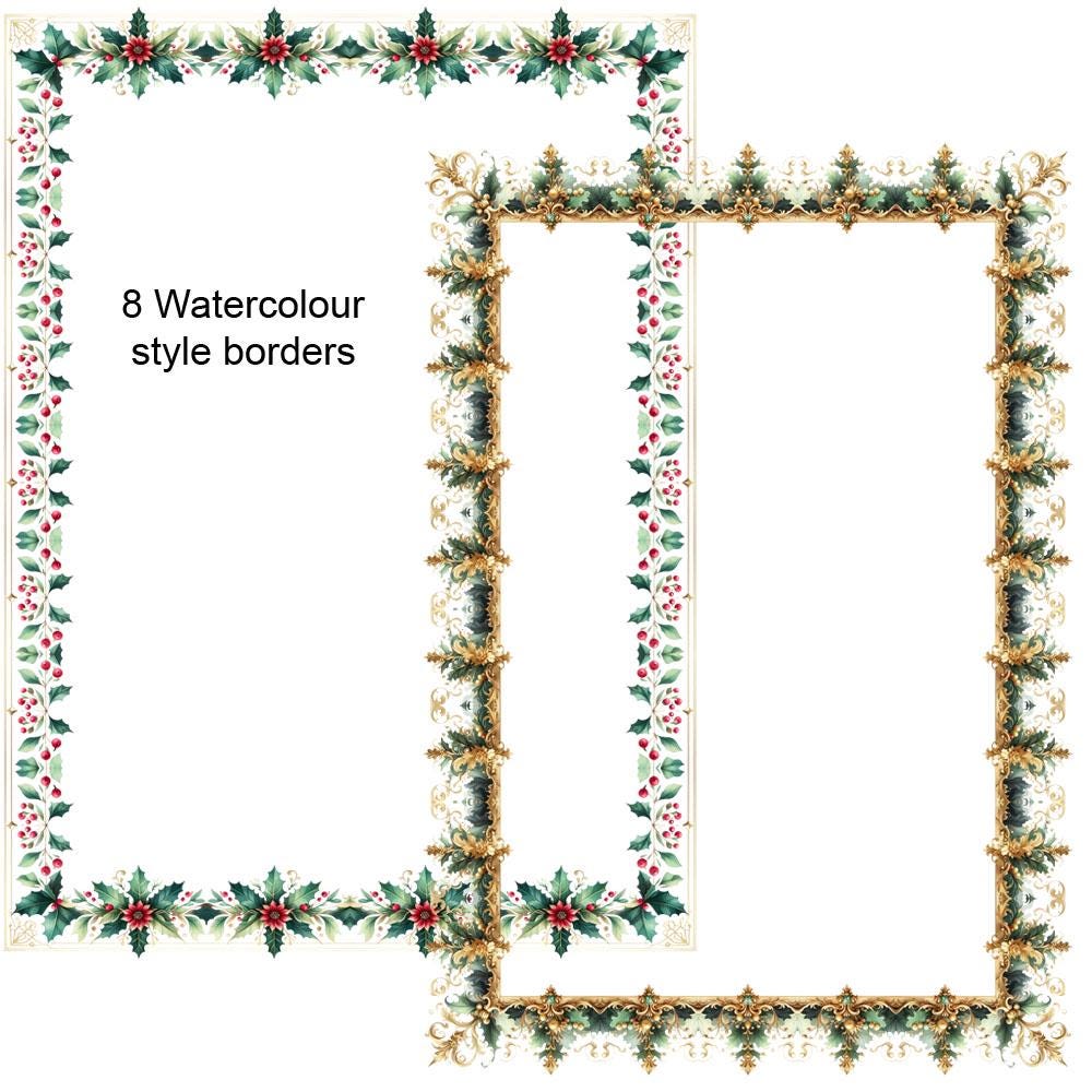 Ornate Christmas Borders 8 Watercolour Ornate Frames Clip Art Digital ...