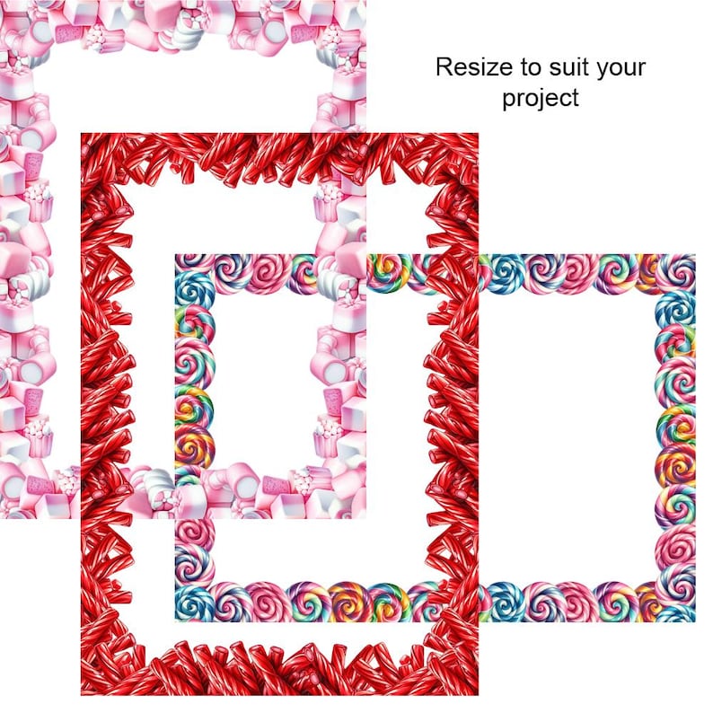Candy Watercolour Borders Frames Lollies Bundle 12 Digital Download ...