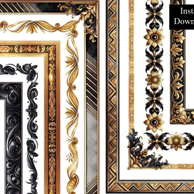 Gold Border Self Adhesive - Etsy New Zealand