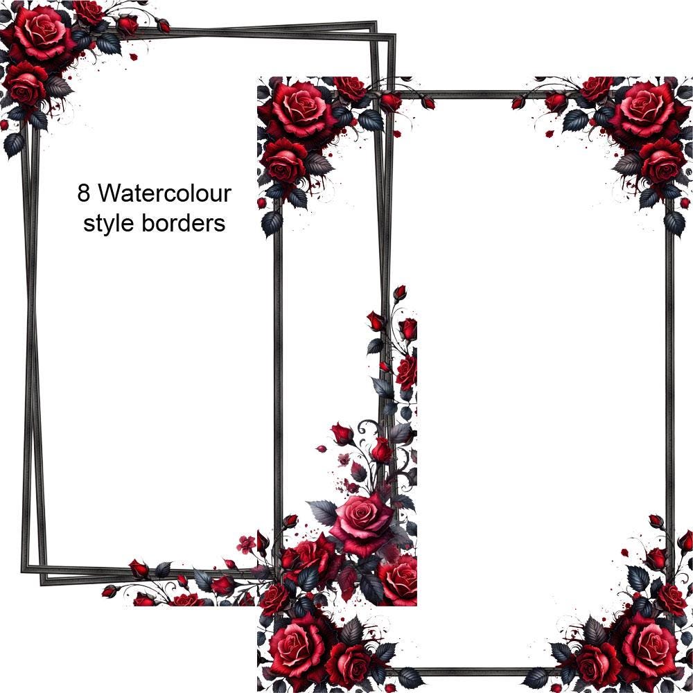 Gothic Roses Borders 8 Frames Ornate Gothic Style Clip Art Digital ...