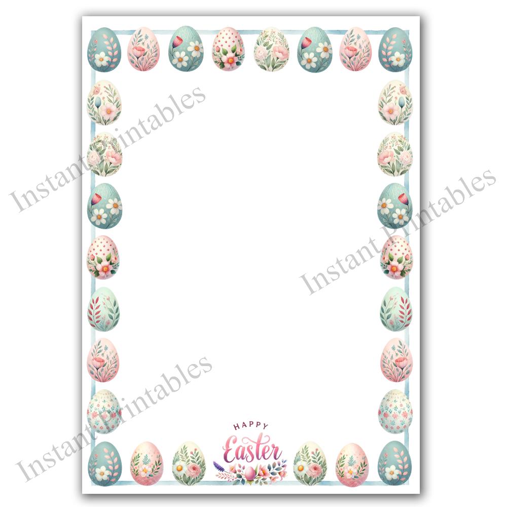 Easter Hunt Watercolour Borders Frames Floral Rabbit Easter Egg Clip ...