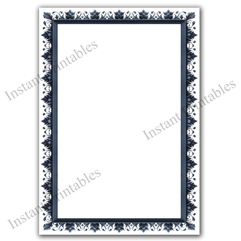 Navy Ornate Frames: Vintage Damask Borders Clip Art (digital Download ...