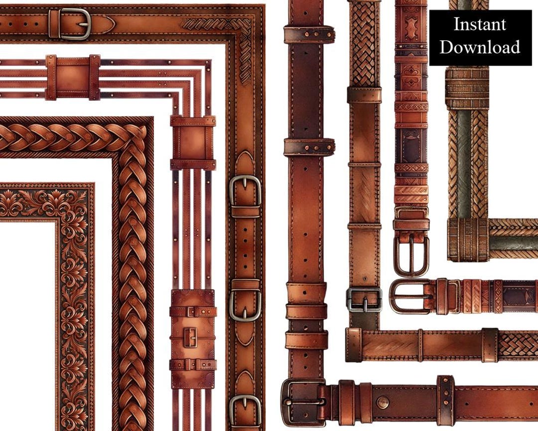 Brown Leather Watercolour Borders Frames Bundle 8 Digital Download ...