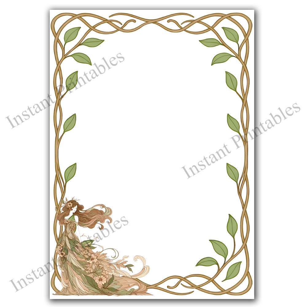 Whimsical Enchanted Page Borders Frames Ornate Decorative Art Nouveau ...