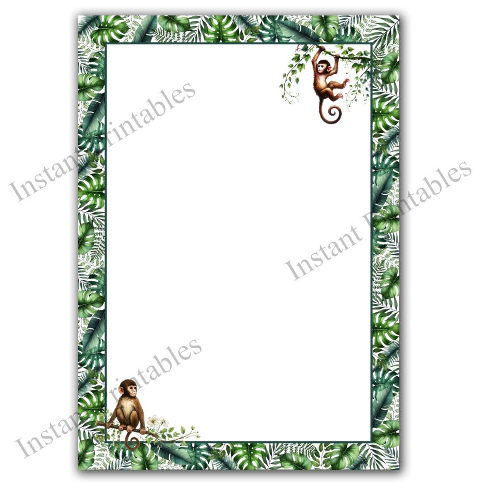 Jungle Watercolour Borders Page Frames Clip Art Bundle 8 Digital ...