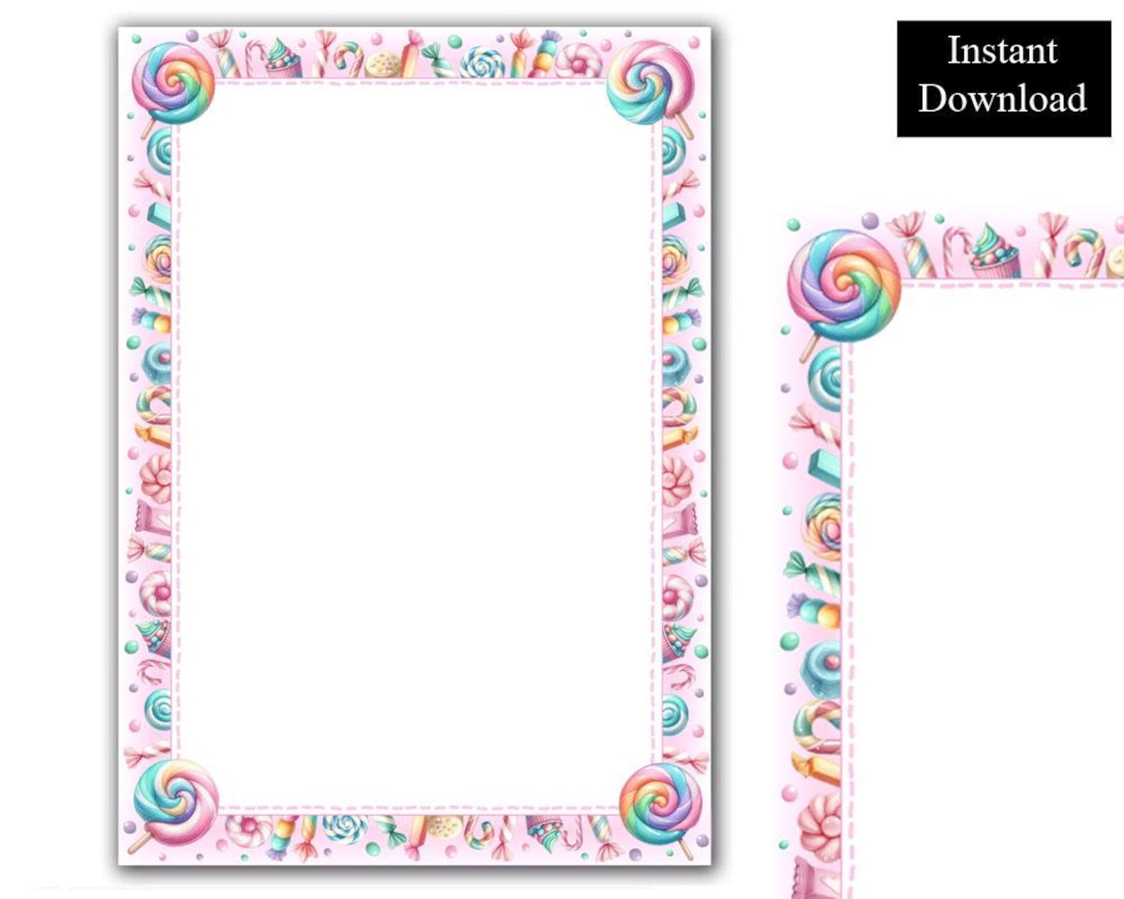 Candyland Border Frame Printable Page PNG/PDF Clipart Digital Download ...