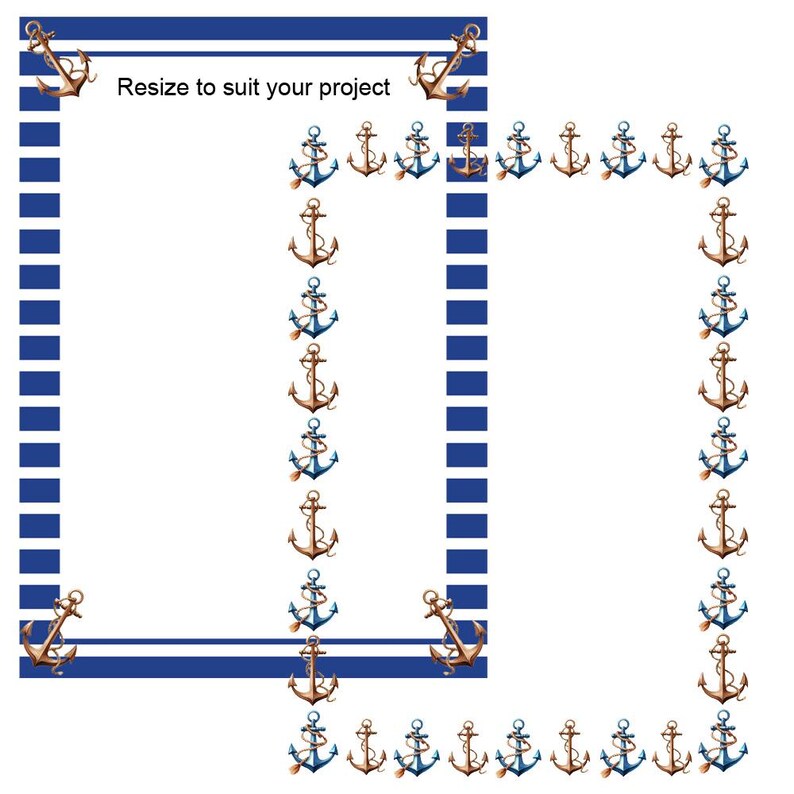 Nautical Sea Borders 10 Frames Ocean Sail Boats Ships Anchor Seaside ...