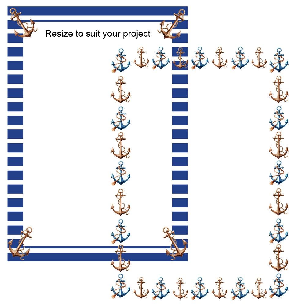 Nautical Sea Borders 10 Frames Ocean Sail Boats Ships Anchor Seaside ...