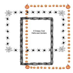 Halloween Spooky Borders Frames Cats Bats Pumpkins Spiders Creepy Clip ...