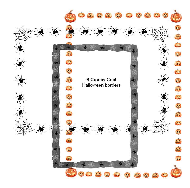 Halloween Spooky Borders Frames Cats Bats Pumpkins Spiders Creepy Clip ...