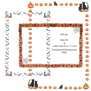 Halloween Spooky Borders Frames Cats Bats Pumpkins Spiders Creepy Clip ...