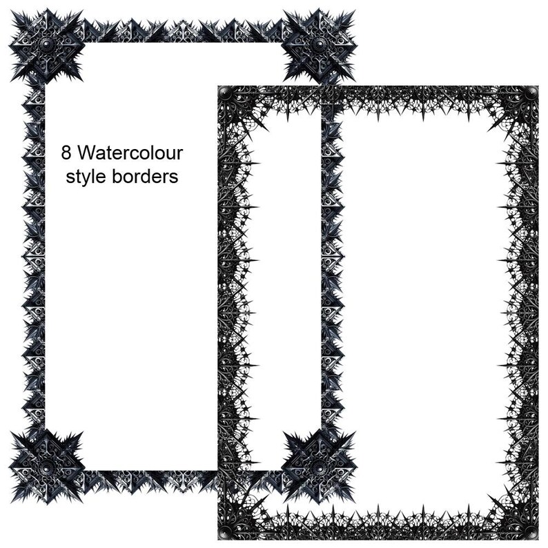 Spiked Gothic Borders 8 Frames Ornate Gothic Style Clip Art Digital ...