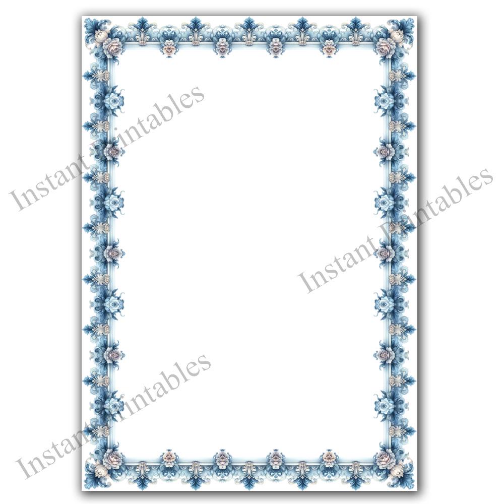 Light Blue Rococo Borders 8 Frames Ornate Style Clip Art Digital ...