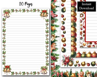 A4 Lined Printable Paper, Christmas Stationery, Christmas Letters ...