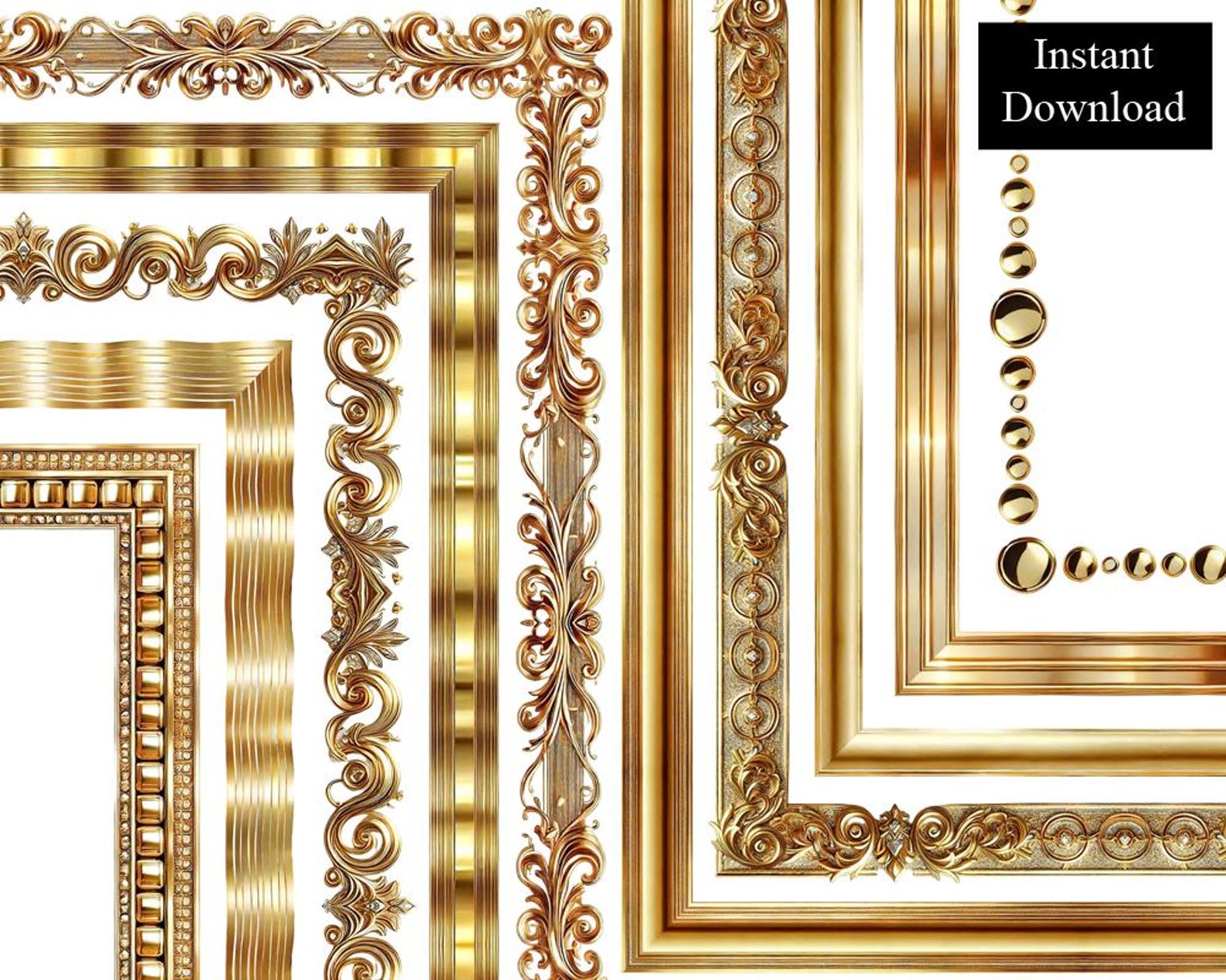 Solid Gold Decorative Borders Frames Ornate Shiny Polished Golden ...