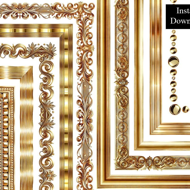 Gold Border Clipart - Etsy