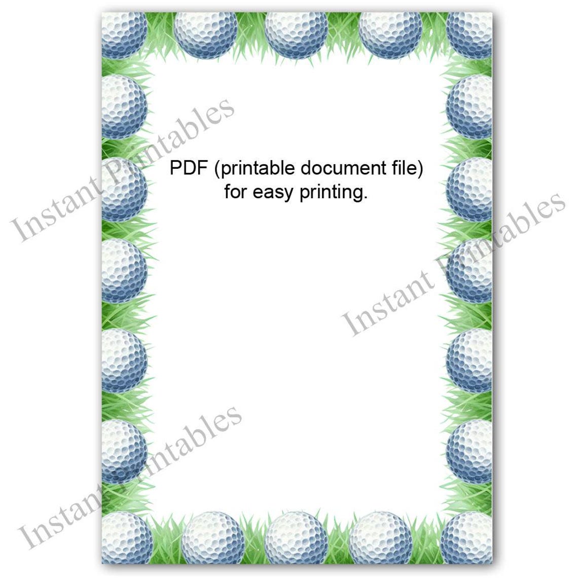 Golf Ball Border Frame Clip Art Digital Download Frame A4 & 8.5x11 ...