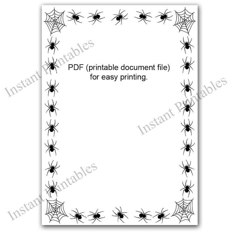 Spiders Halloween Border Frame Clip Art Digital Download Frame A4 & 8 ...