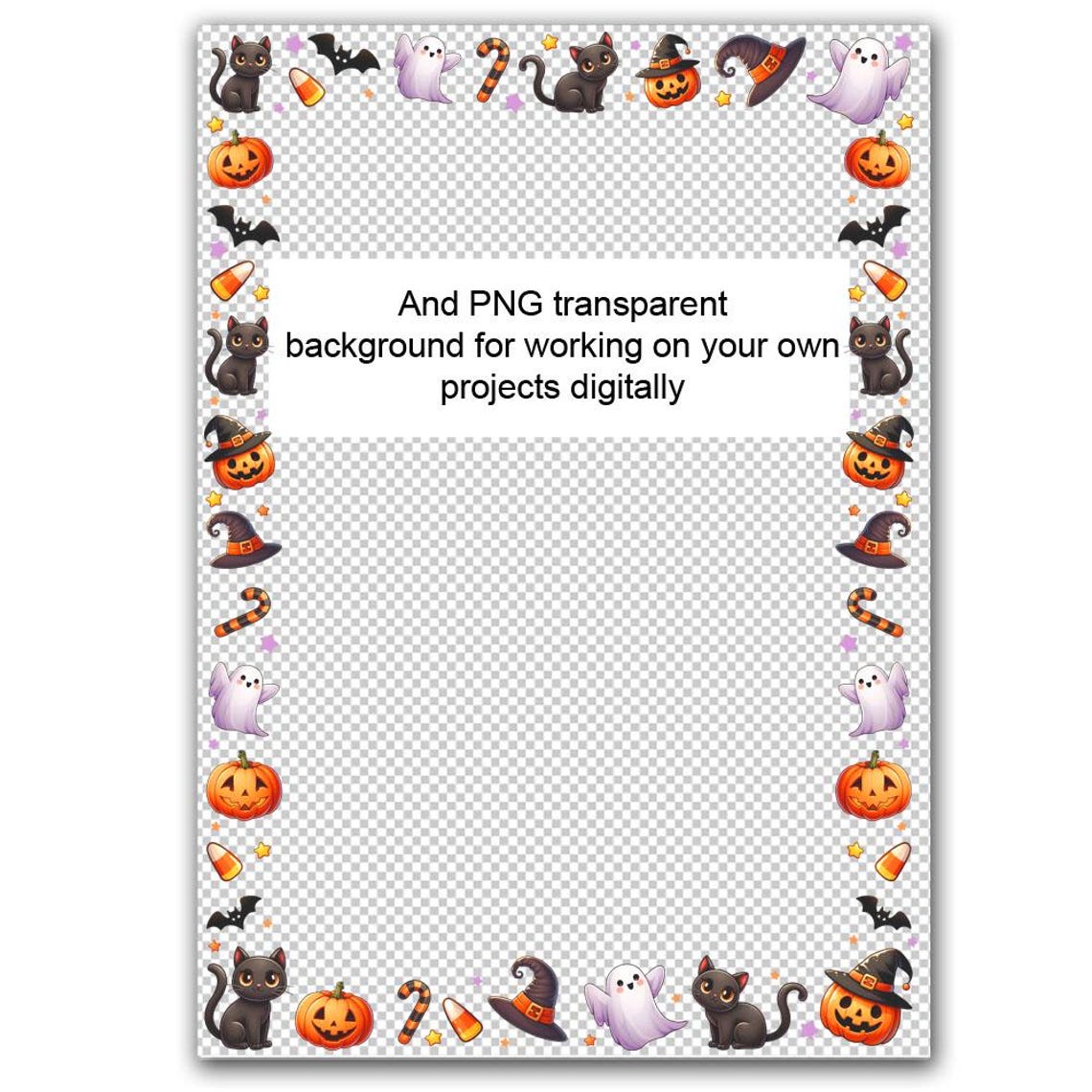 Cute Halloween Border Frame Clip Art Digital Download Frame A4 & 8.5x11 ...