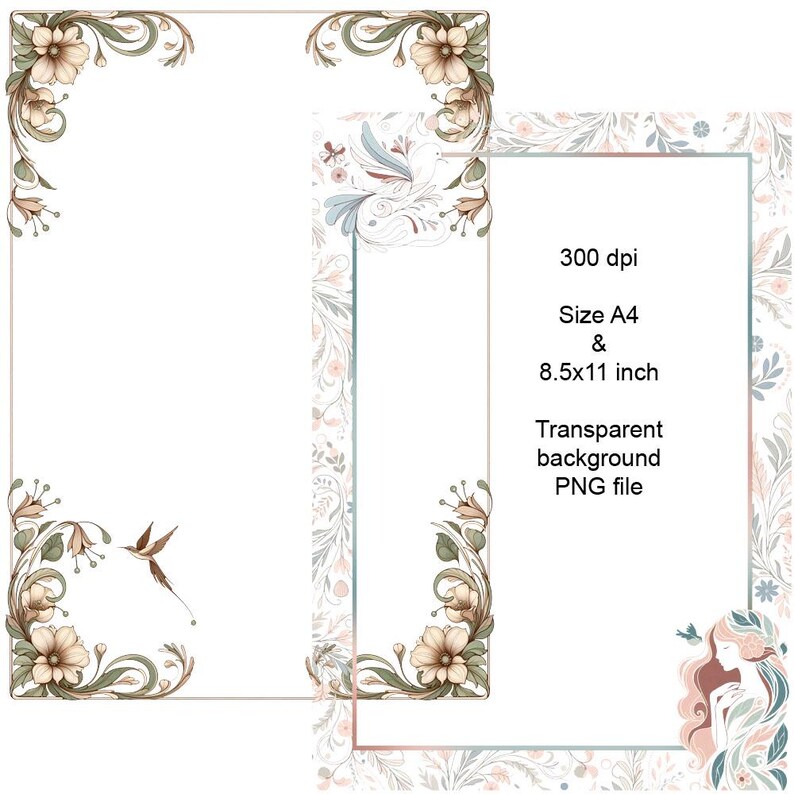 Whimsical Enchanted Page Borders Frames Ornate Decorative Art Nouveau ...