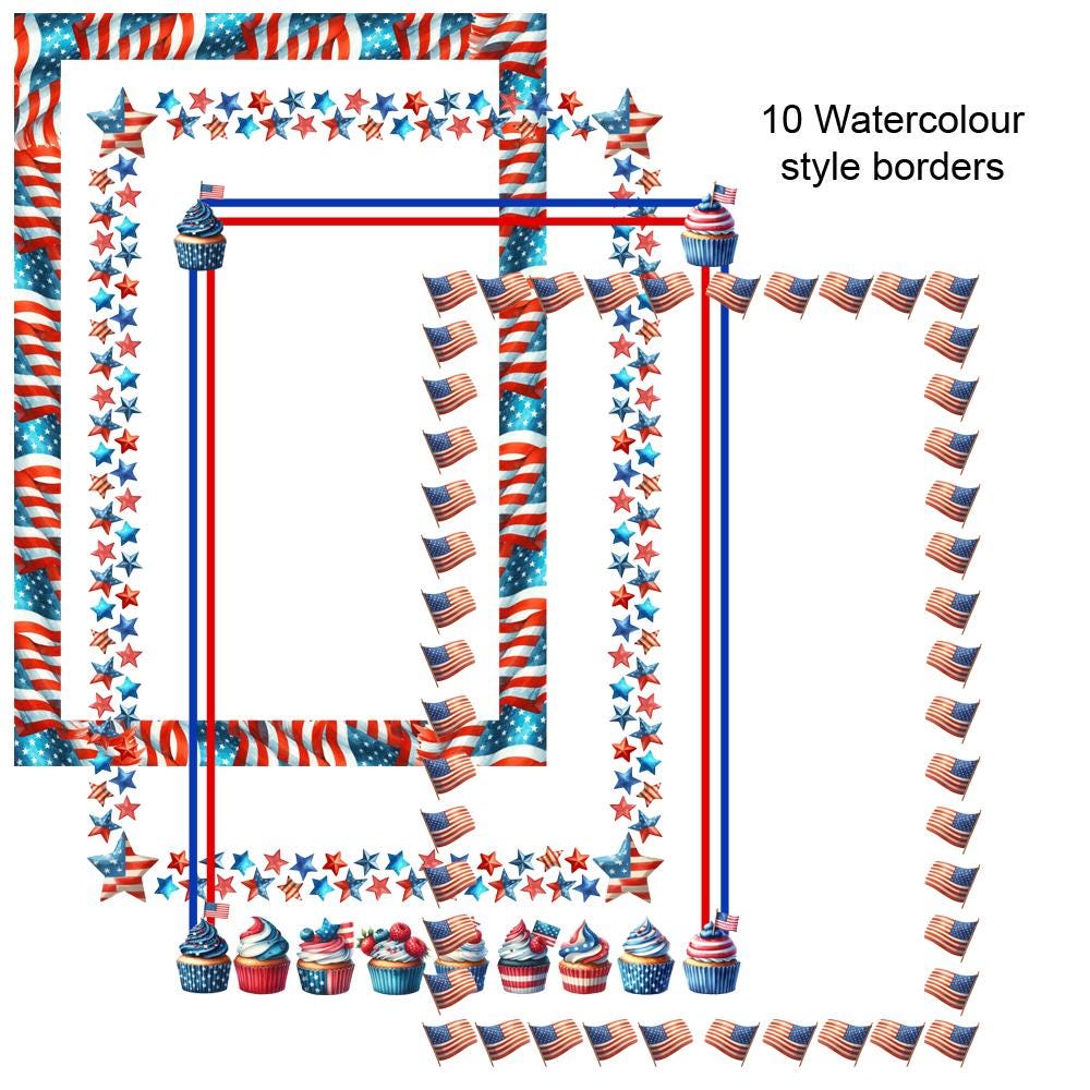 4th of July Borders Fourth of July Frames Clip Art Bundle 10 Digital ...