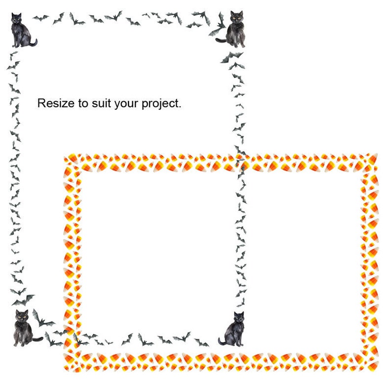 Halloween Spooky Borders Frames Cats Bats Pumpkins Spiders Creepy Clip ...