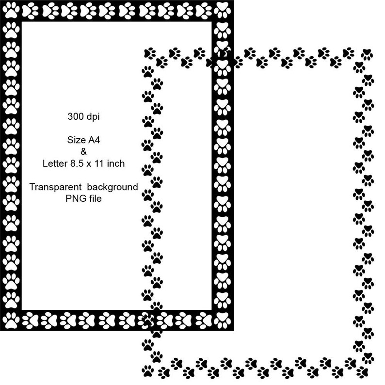 Paw Print Borders Frames Animal Footprints Clipart Bundle 10 Digital ...
