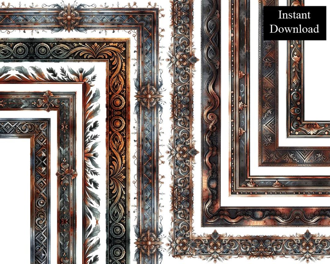 Medieval Rust Borders 10 Frames Ornate Metallic Style Clip Art Digital ...