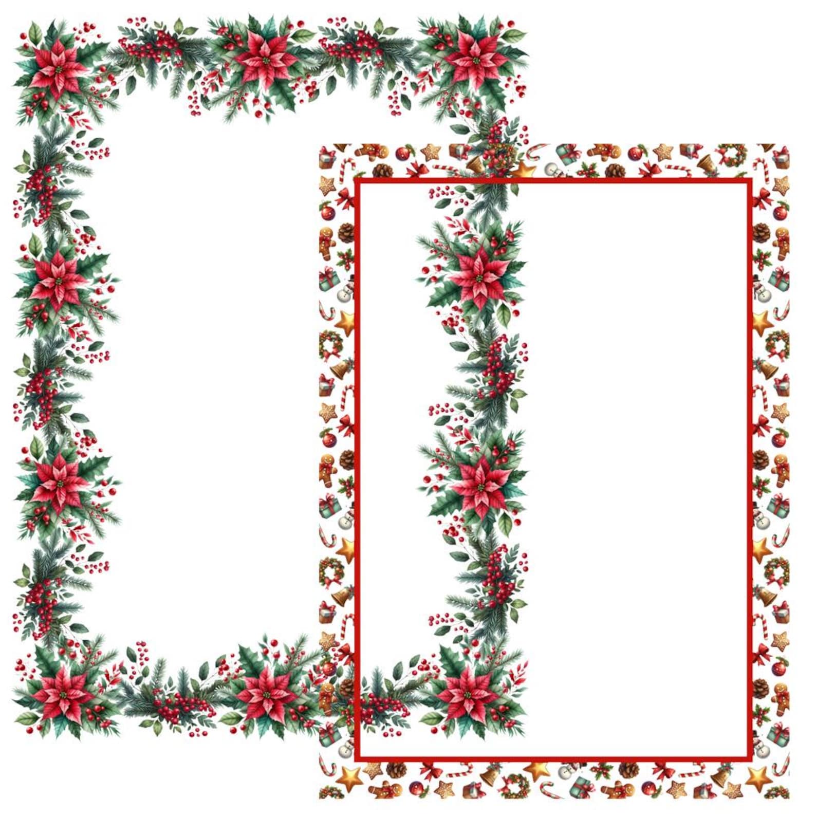 Christmas Watercolour 5x7 Borders for Card Making Christmas Frame Clip ...