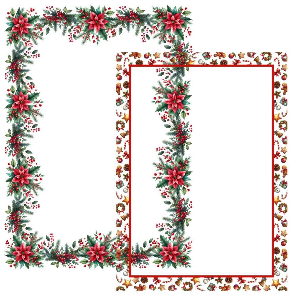 Christmas Watercolour 5x7 Borders for Card Making Christmas Frame Clip ...