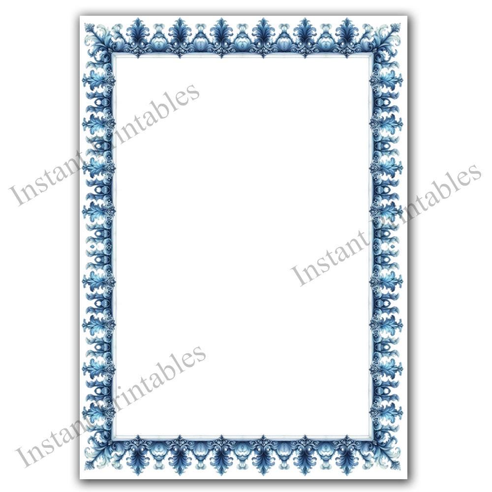 Light Blue Rococo Borders 8 Frames Ornate Style Clip Art Digital ...