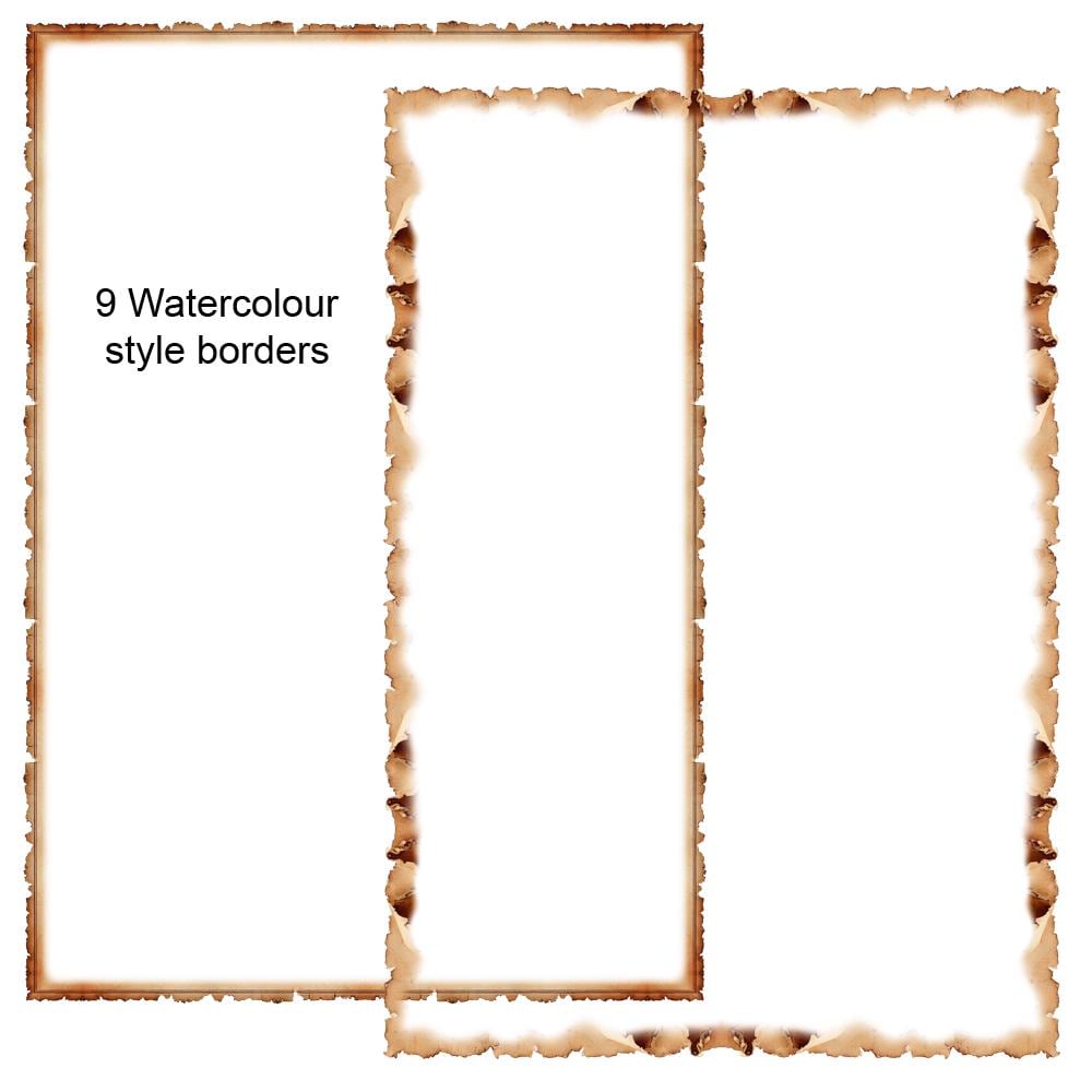 Burnt Edge Watercolour Borders Frames Sepia Old Paper Clip Art Bundle 9 ...