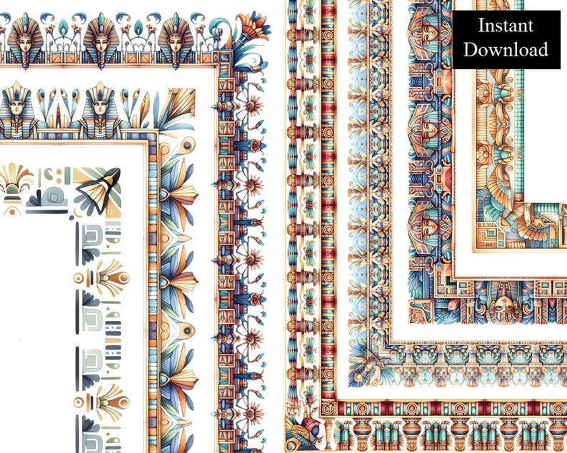 Egyptian Borders 7 Frames Ornate Style Clip Art Digital Download Pharo ...