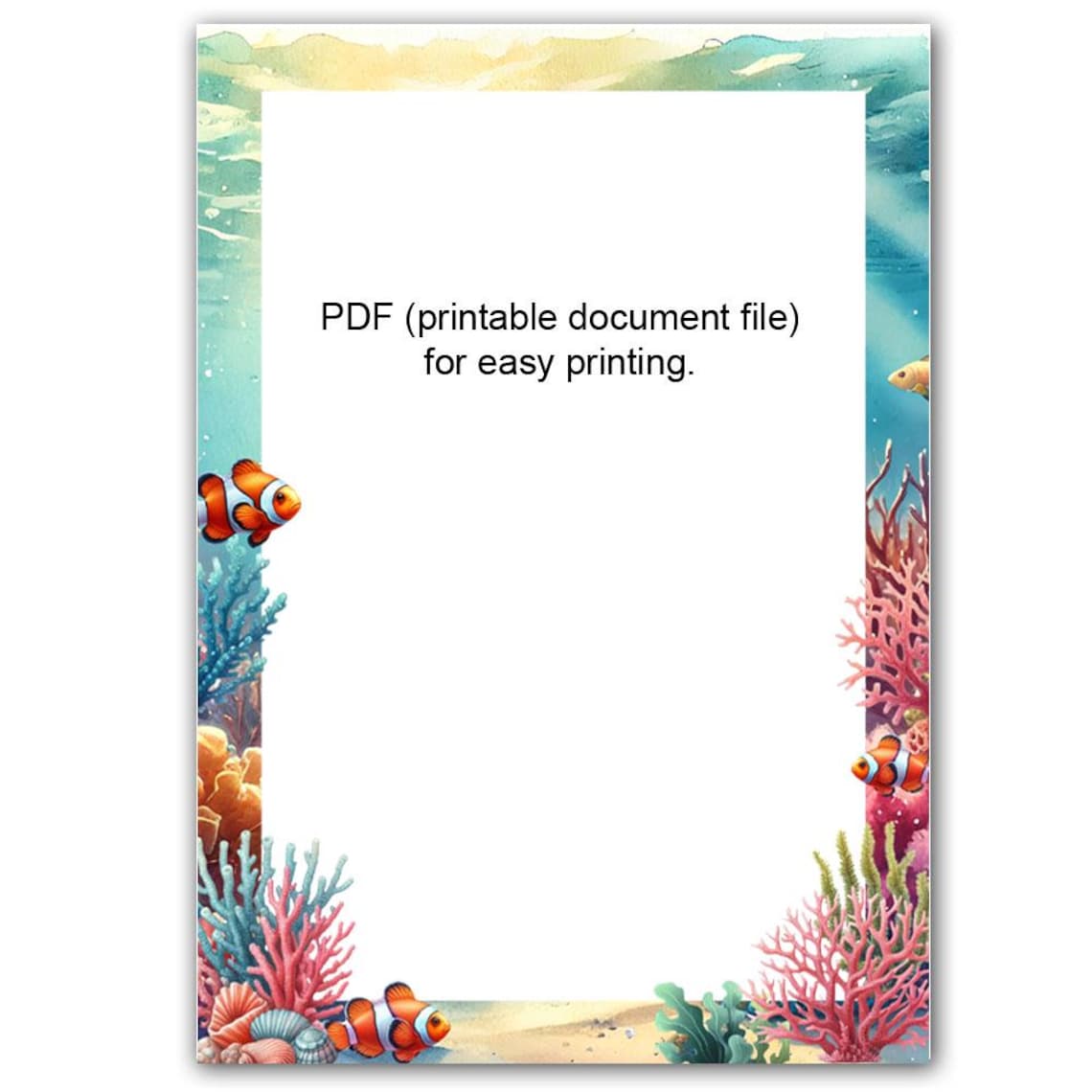 Under the Sea Border Frame Clip Art Digital Download Frame A4 & 8.5x11 ...