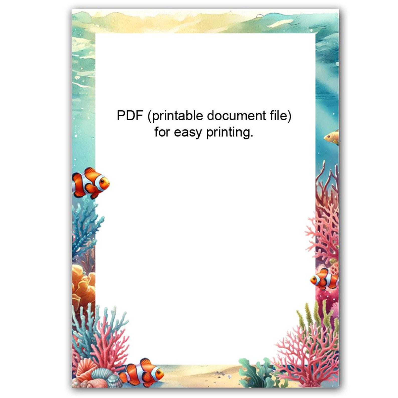 Under the Sea Border Frame Clip Art Digital Download Frame A4 & 8.5x11 ...