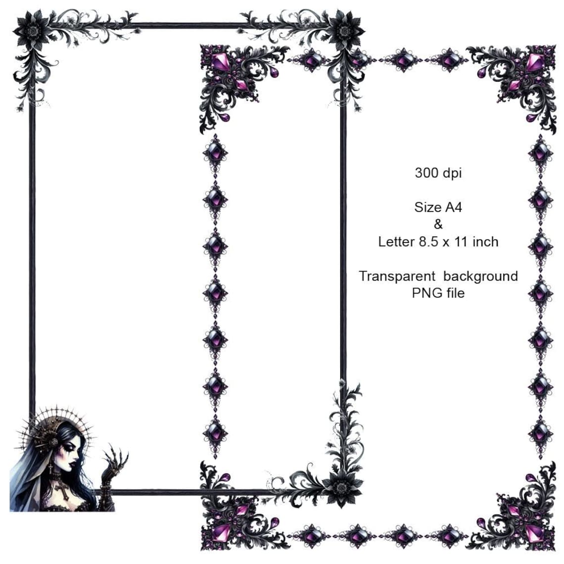 Gothic Borders 8 Frames Ornate Gothic Style Clip Art Digital Download ...