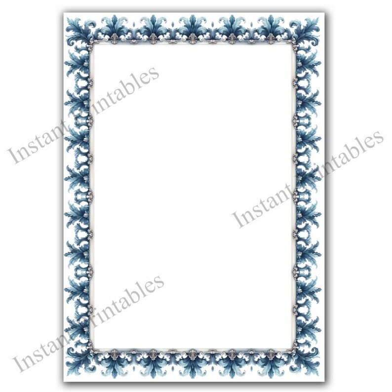 Light Blue Rococo Borders 8 Frames Ornate Style Clip Art Digital ...