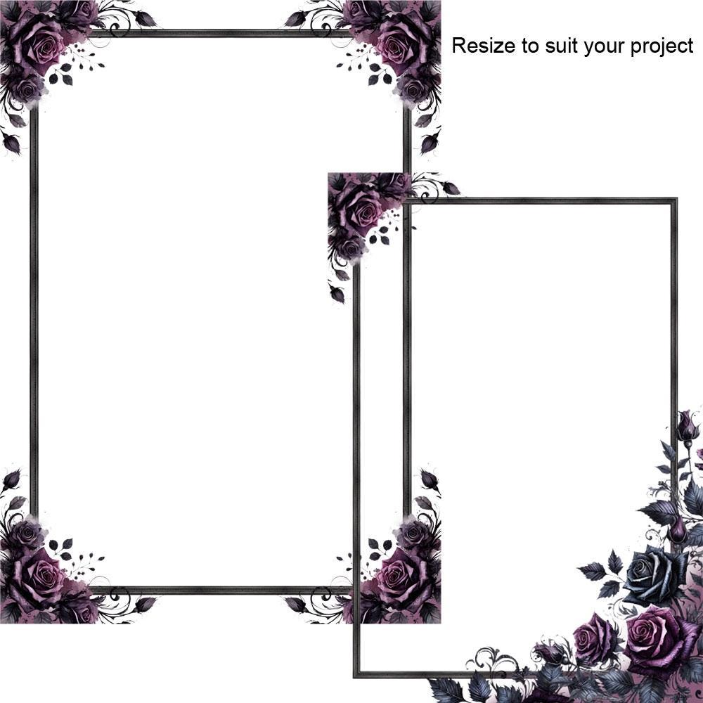 Gothic Roses Borders 8 Frames Ornate Gothic Style Clip Art Digital ...