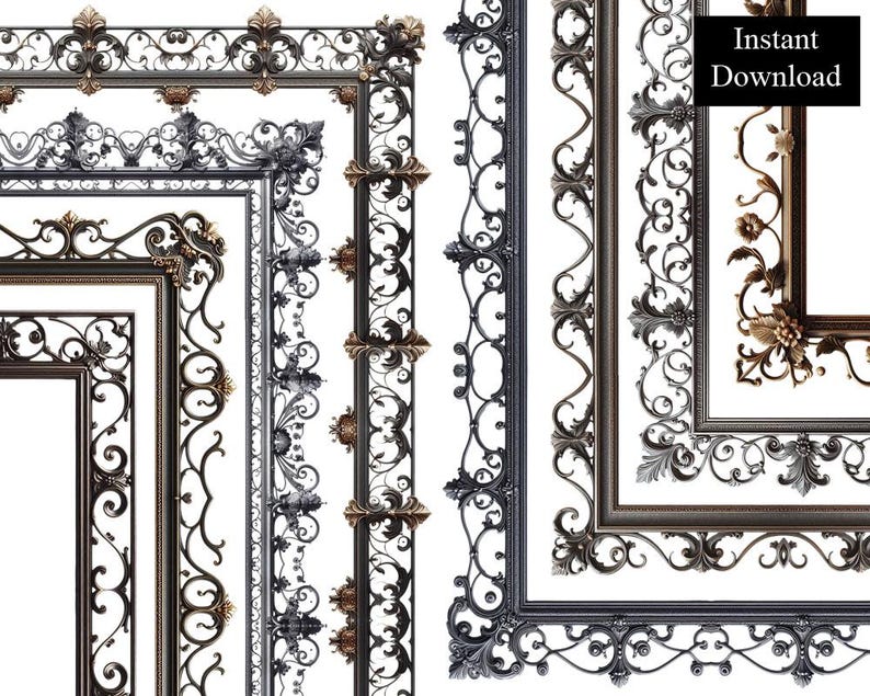 Wrought Iron Borders 8 Frames Ornate Gothic Style Clip Art Digital ...