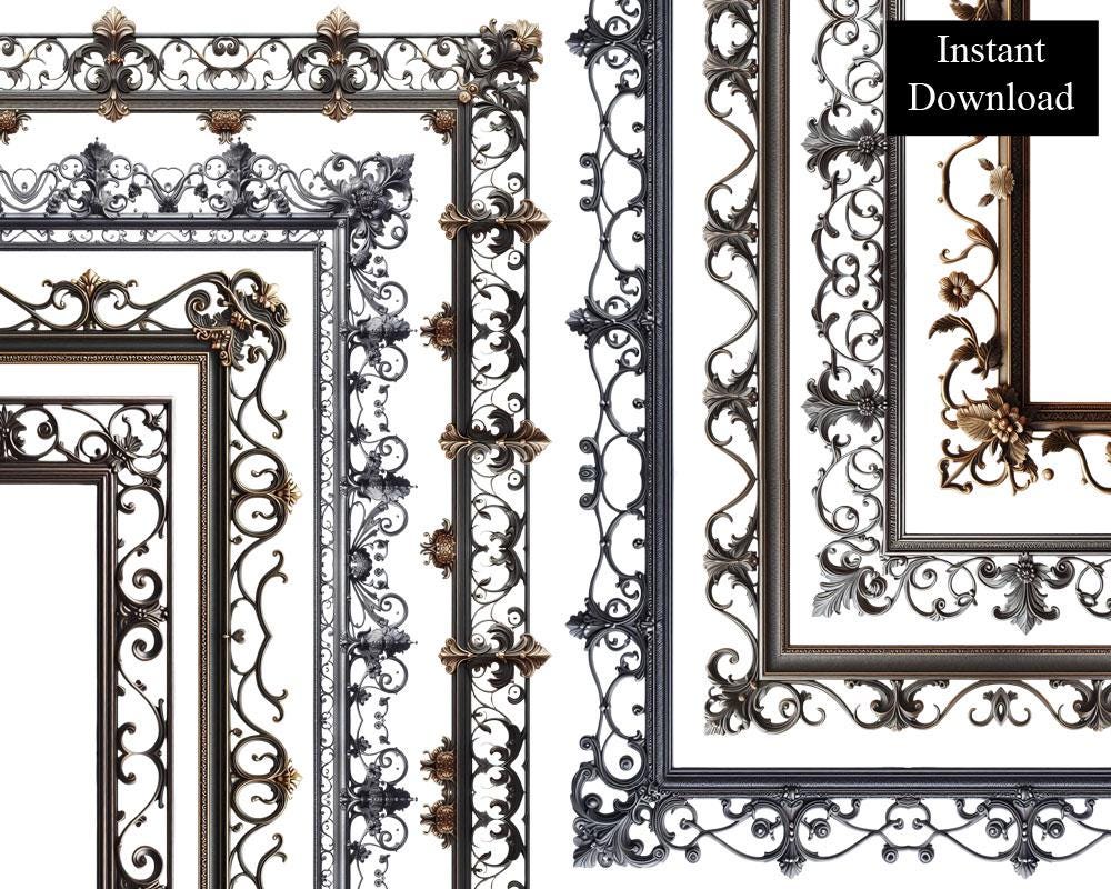 Wrought Iron Borders 8 Frames Ornate Gothic Style Clip Art Digital ...